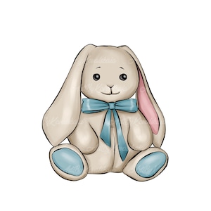 Bunny Clipart, Cute Bunny PNG, Rabbit, Baby Shower Clipart, Digital ...