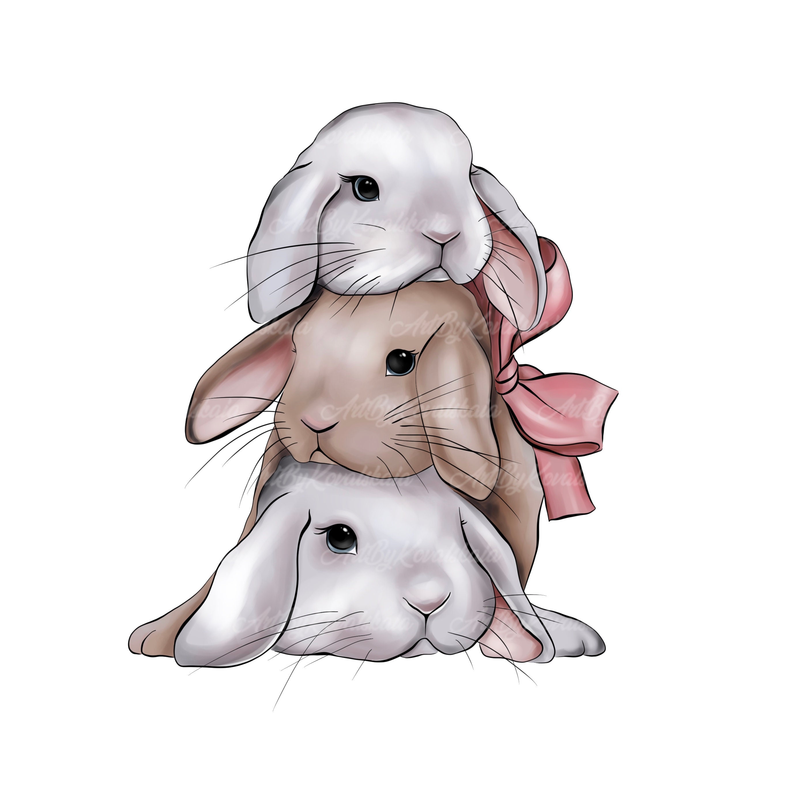 Bunny Clipart Cute Bunny PNG Rabbits Digital Download - Etsy UK
