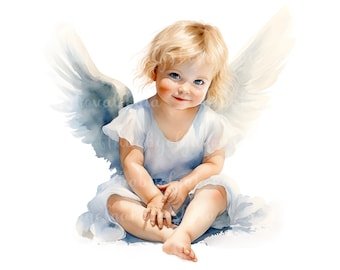 Watercolor Child Angel PNG, Girl Clipart, Baby Shower, DIGITAL DOWNLOAD - Etsy