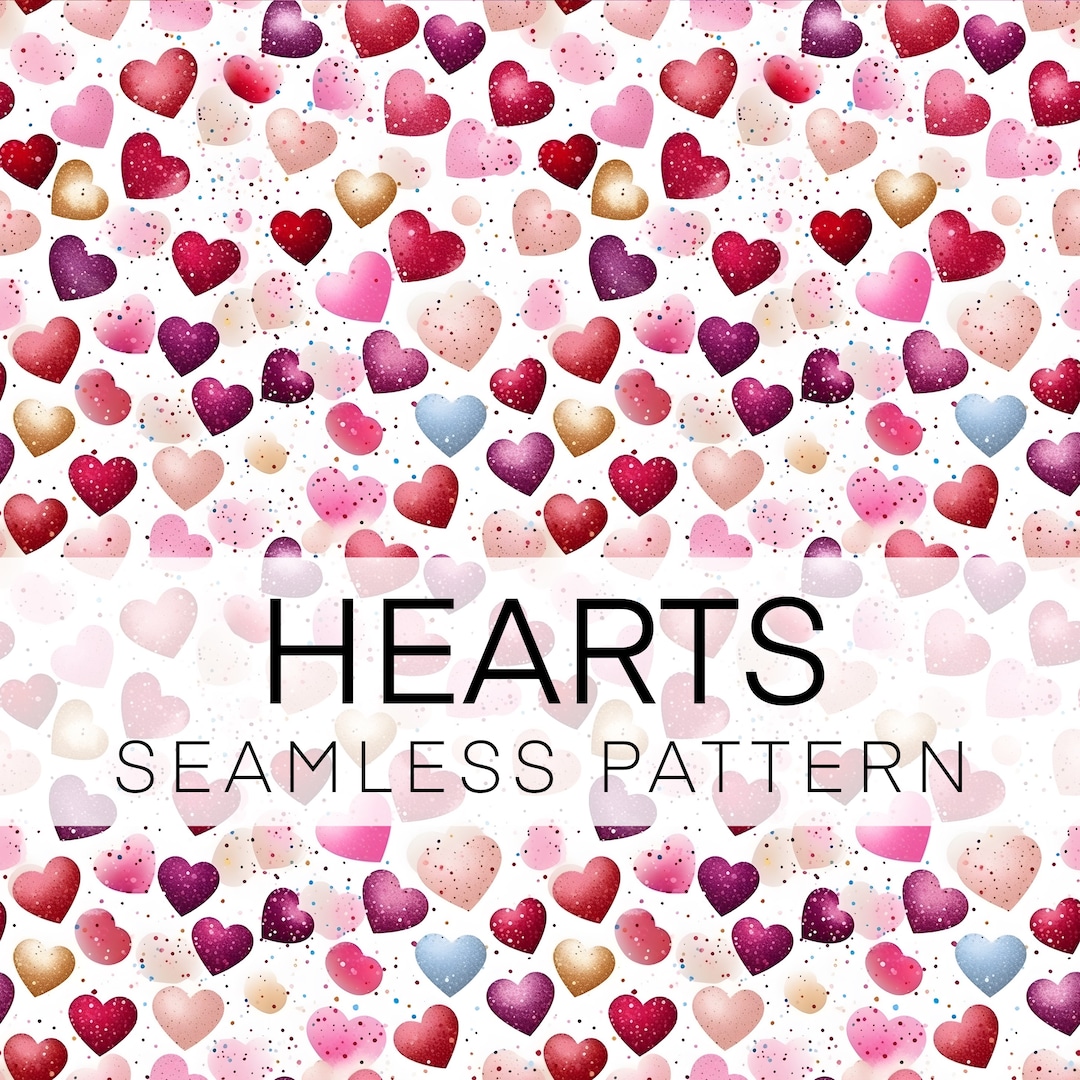 Seamless Hearts Pattern, Valentines Day, Love Hearts, 3D Digital Paper ...