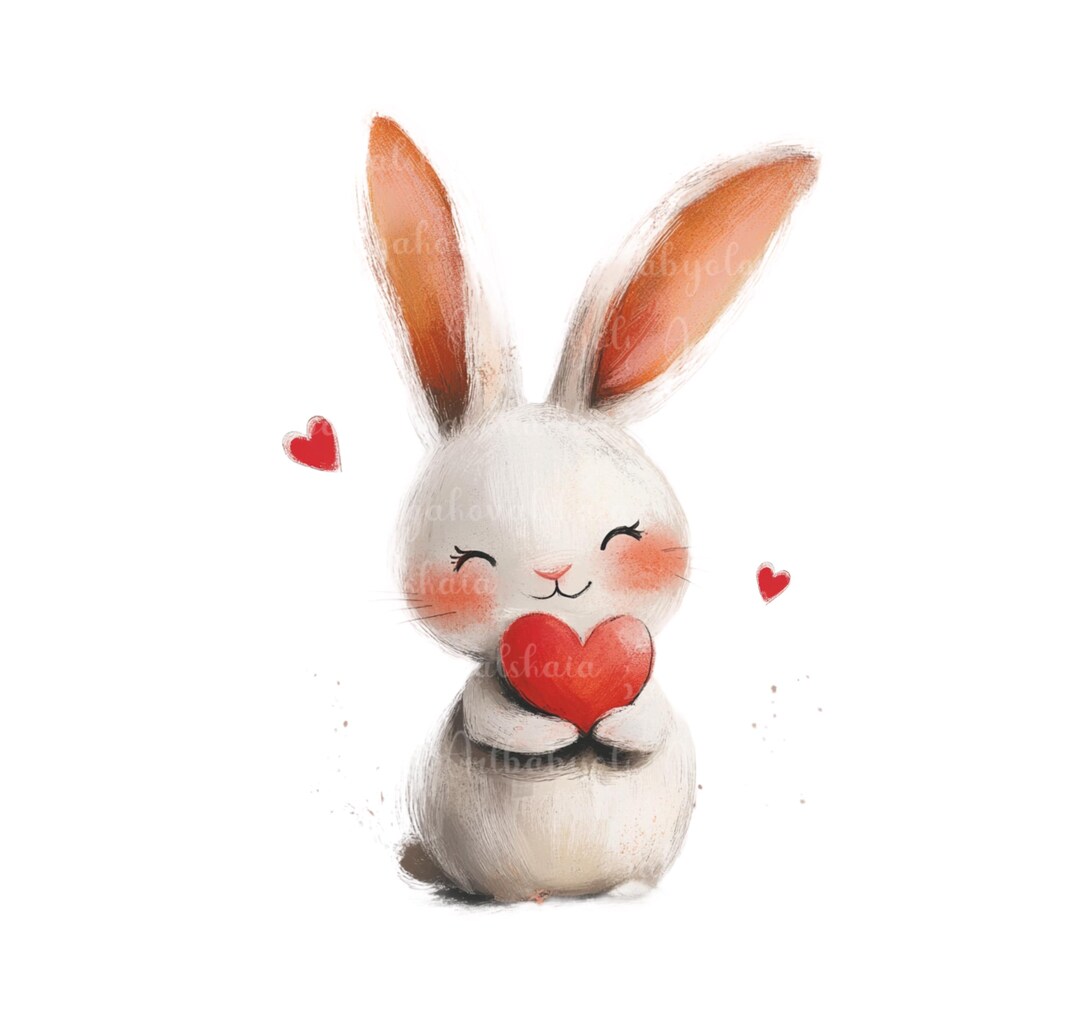 Bunny PNG, Bunny With Heart, Cute Rabbit, Valentines Day, DIGITAL ...