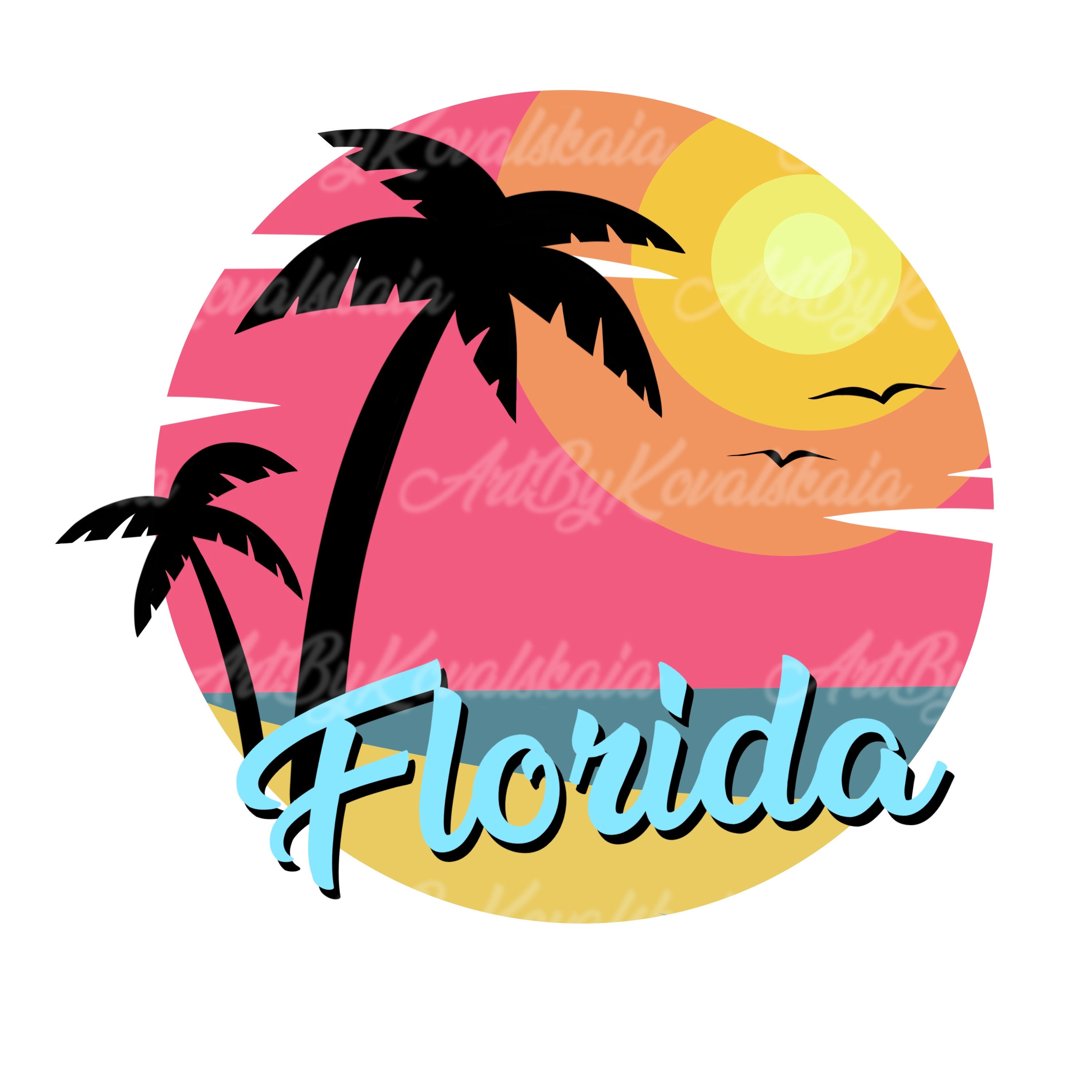 Florida PNG Florida Clipart Sunset Palm Trees Digital - Etsy UK