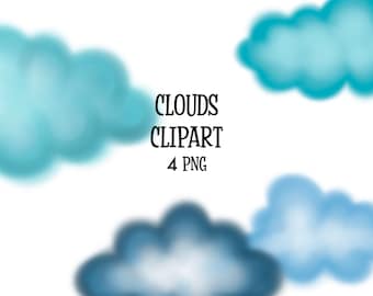 Watercolor Gray Clouds Clipart Png.digital Download - Etsy