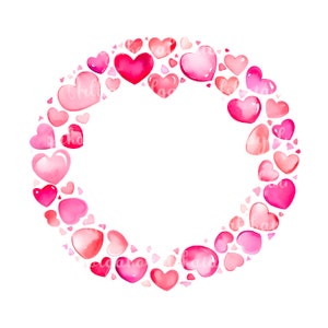 Watercolor Hearts Frame PNG, Valentines Day Clipart, Digital Download ...