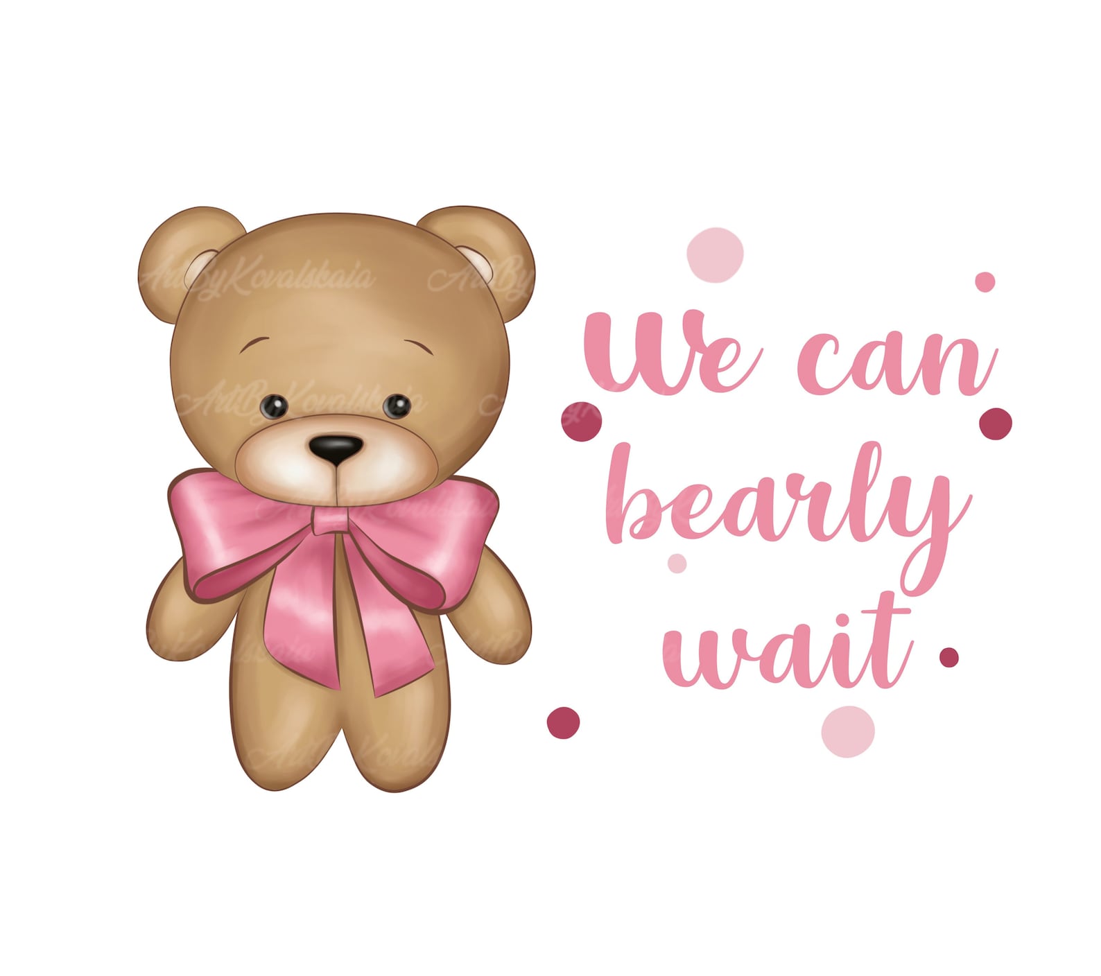 Teddy Bear Clipart We Can Bearly Wait PNG Baby Shower PNG - Etsy