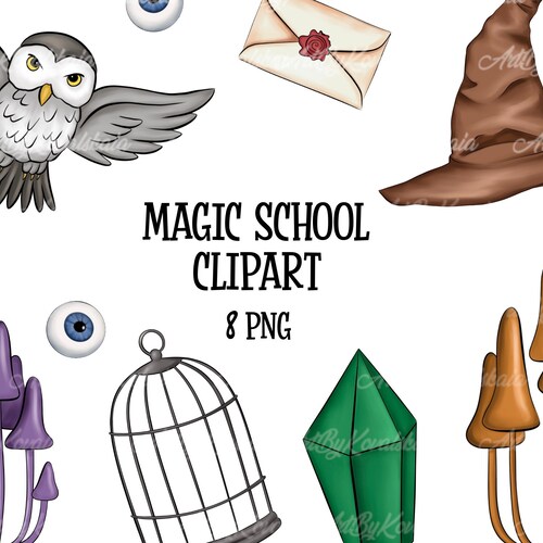 Clipart School of Magic Set of Magic Elements Magic Clipart - Etsy
