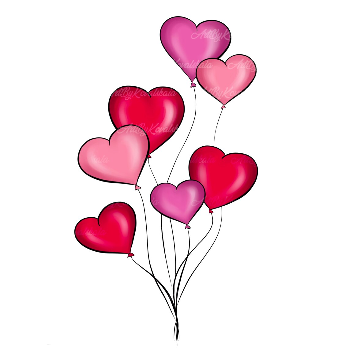 Balloons PNG, Hearts PNG, Clipart, Digital Download, Commercial Use - Etsy