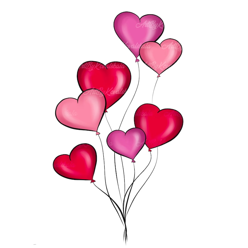 Balloons PNG, Hearts PNG, Clipart, Digital Download, Commercial Use - Etsy