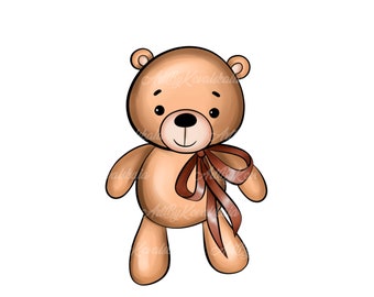 Watercolor Teddy Bear Clipart: Baby Shower PNG (digital Download) - Etsy