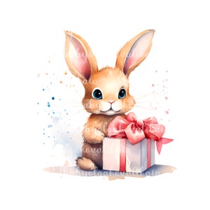 Watercolor Bunny Clipart, Cute Bunny PNG, Rabbit, Digital Download - Etsy