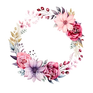Floral Wreath PNG, Watercolor Frame Clipart, Digital Download - Etsy