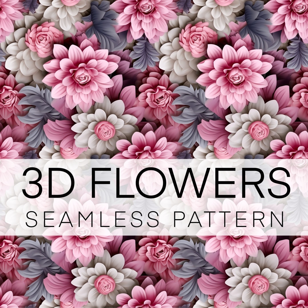 Seamless Pattern 3D, Floral Digital Paper, Instant Download - Etsy