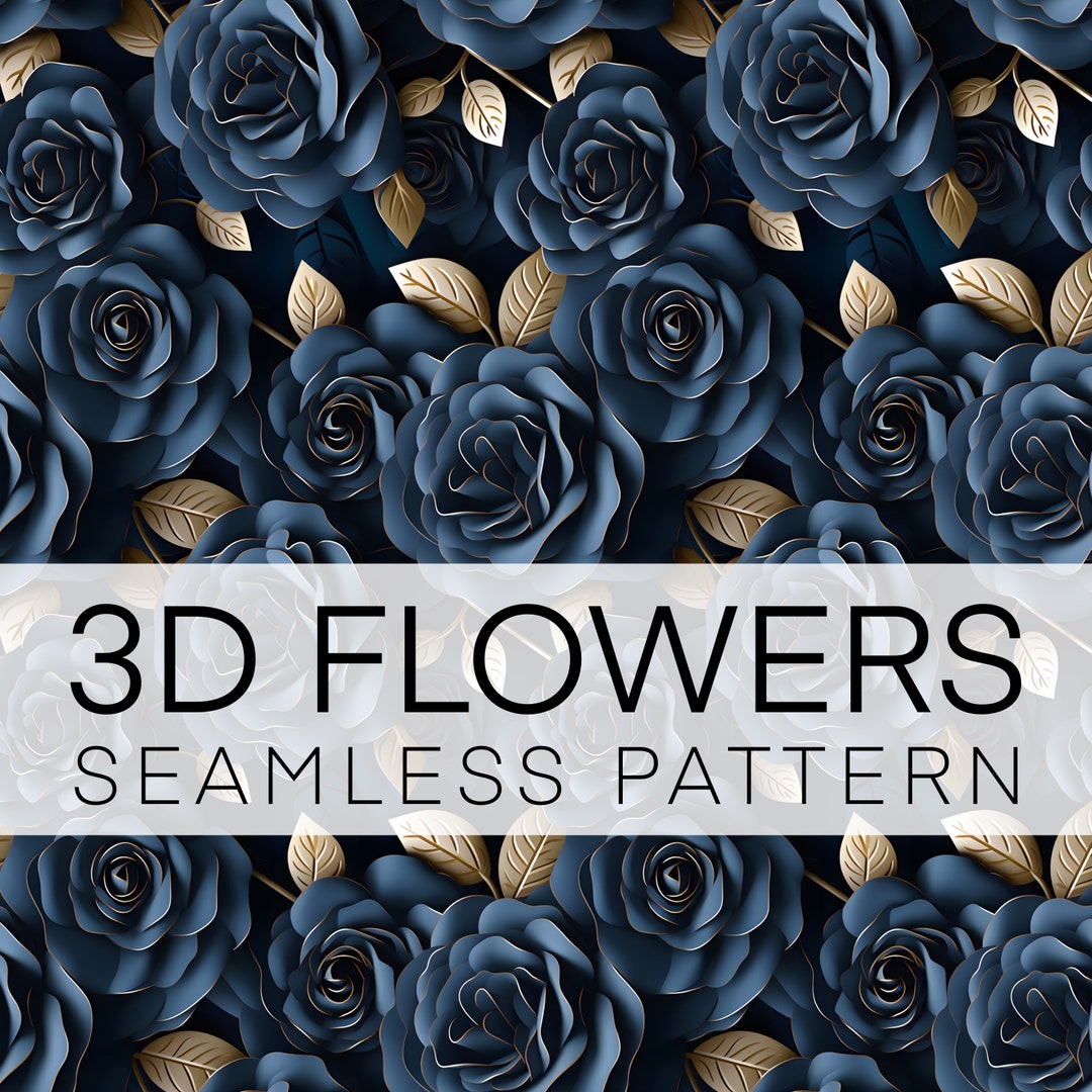 Seamless Pattern 3D, Floral Digital Paper, Roses, Instant Download - Etsy