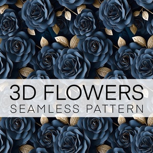 Seamless Pattern 3D, Floral Digital Paper, Roses, Instant Download - Etsy