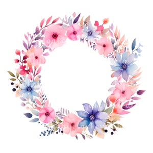 Floral Wreath PNG, Watercolor Frame Clipart, Digital Download - Etsy
