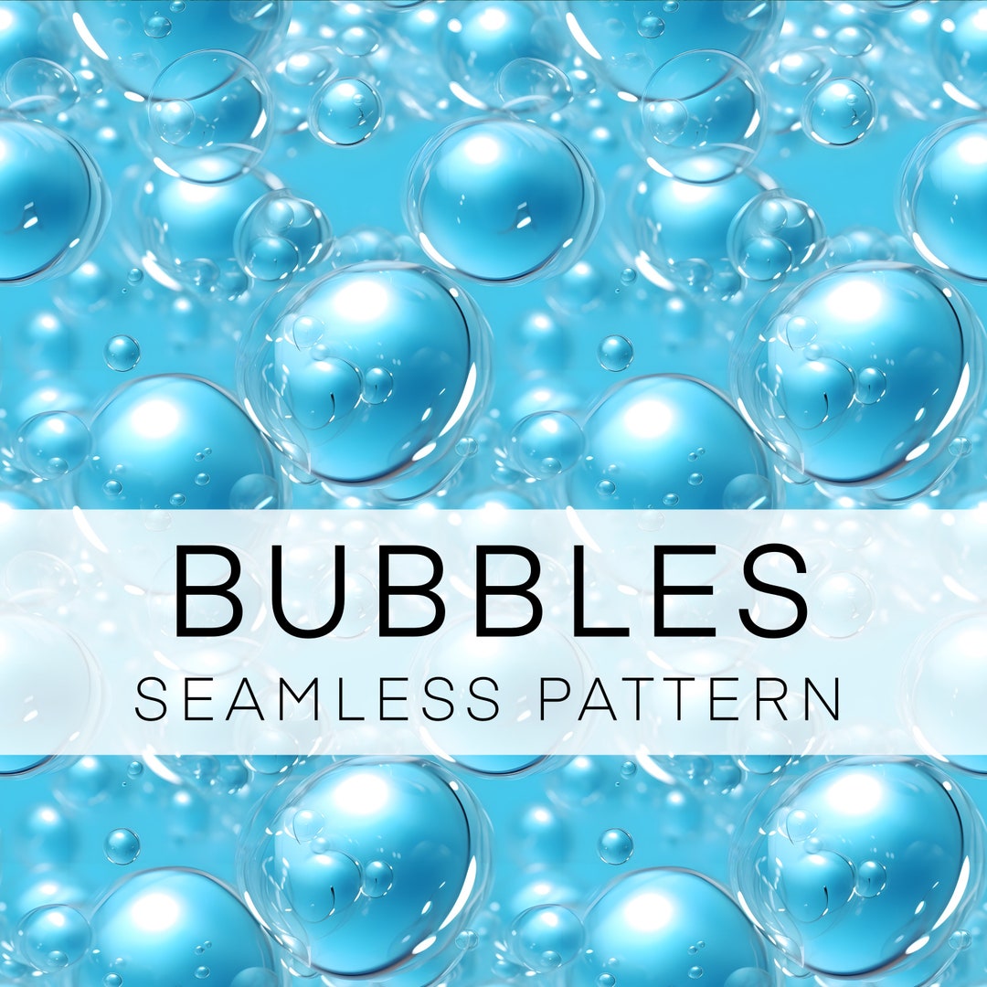 Bubbles Seamless Pattern, Digital Paper, Blue Bubbles Digital Pattern ...
