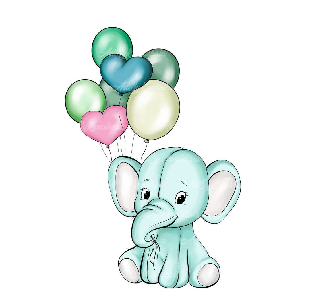Elephant Clipart, Elephant Baby Shower, Elephant PNG, Baby Shower Boy ...