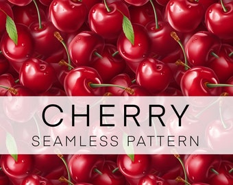 Modern Cherry Digital Paper Pattern, Seamless Patterns, Cherry Motifs ...