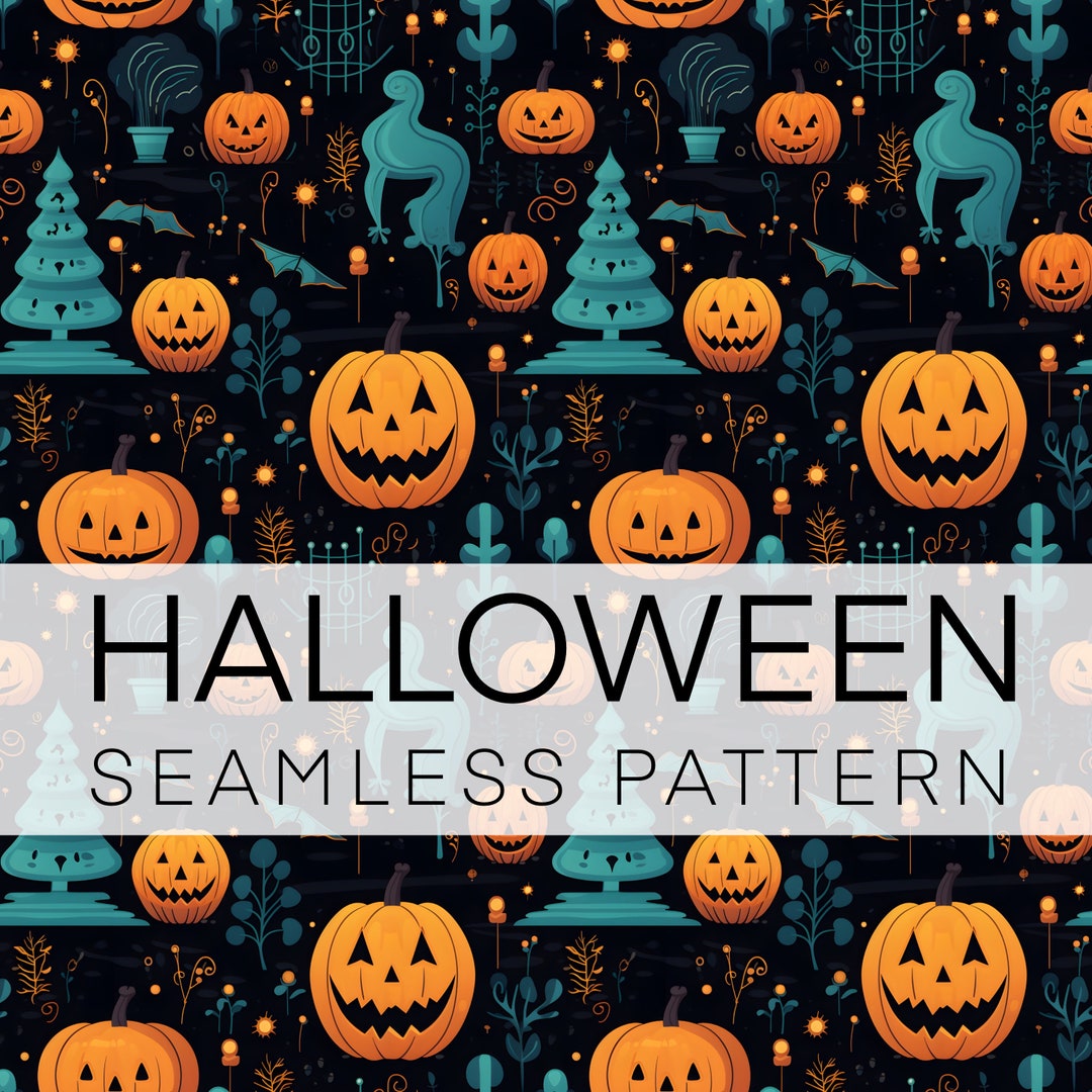 Halloween Seamless Pattern, Digital Paper, Pumpkins Digital Pattern ...