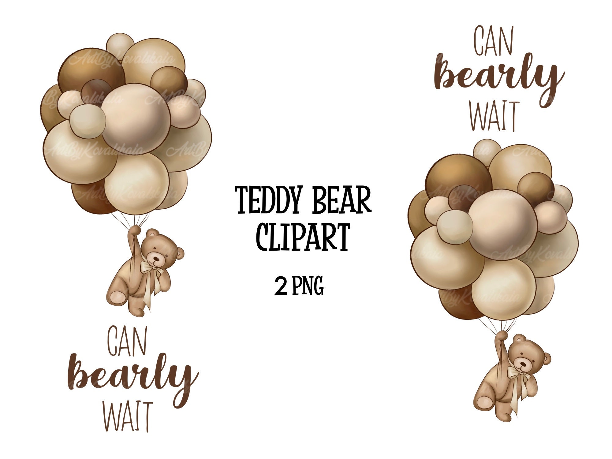 Teddy Bear Clipart Can Bearly Wait PNG Baby Shower PNG - Etsy Canada