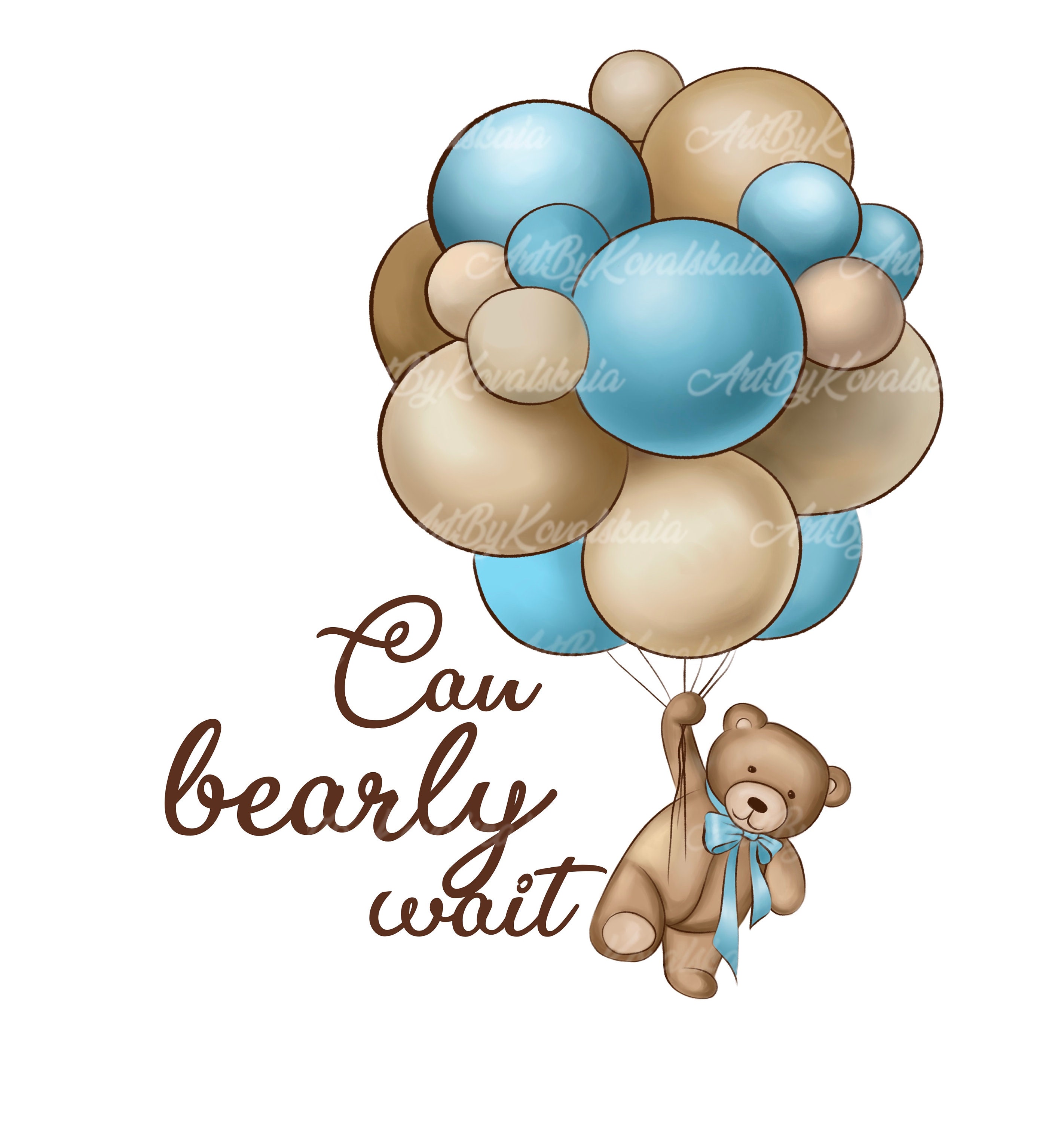 Teddy Bear Clipart Can Bearly Wait PNG Baby Shower - Etsy México