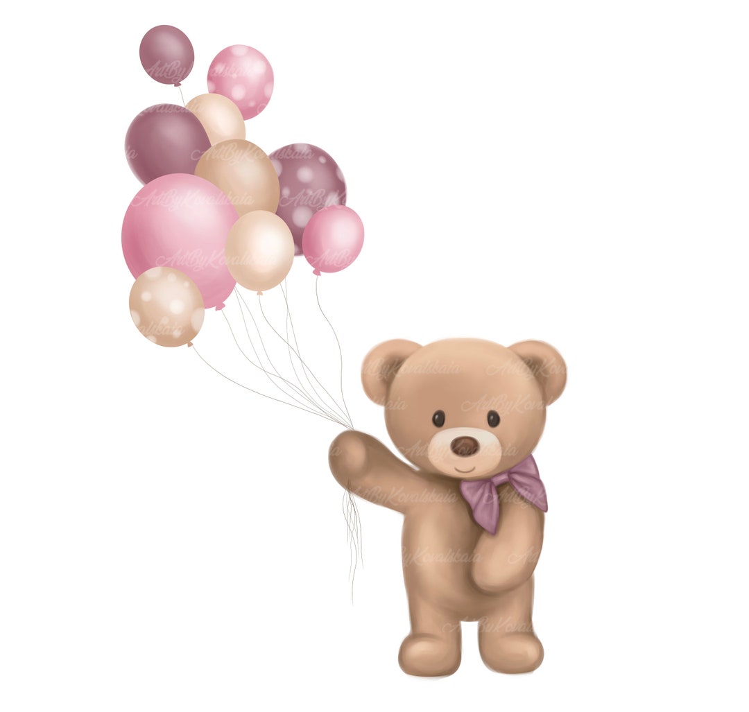 Teddy Bear PNG, Teddy Bear Clipart, Bear With Balloon, Baby Shower Girl ...