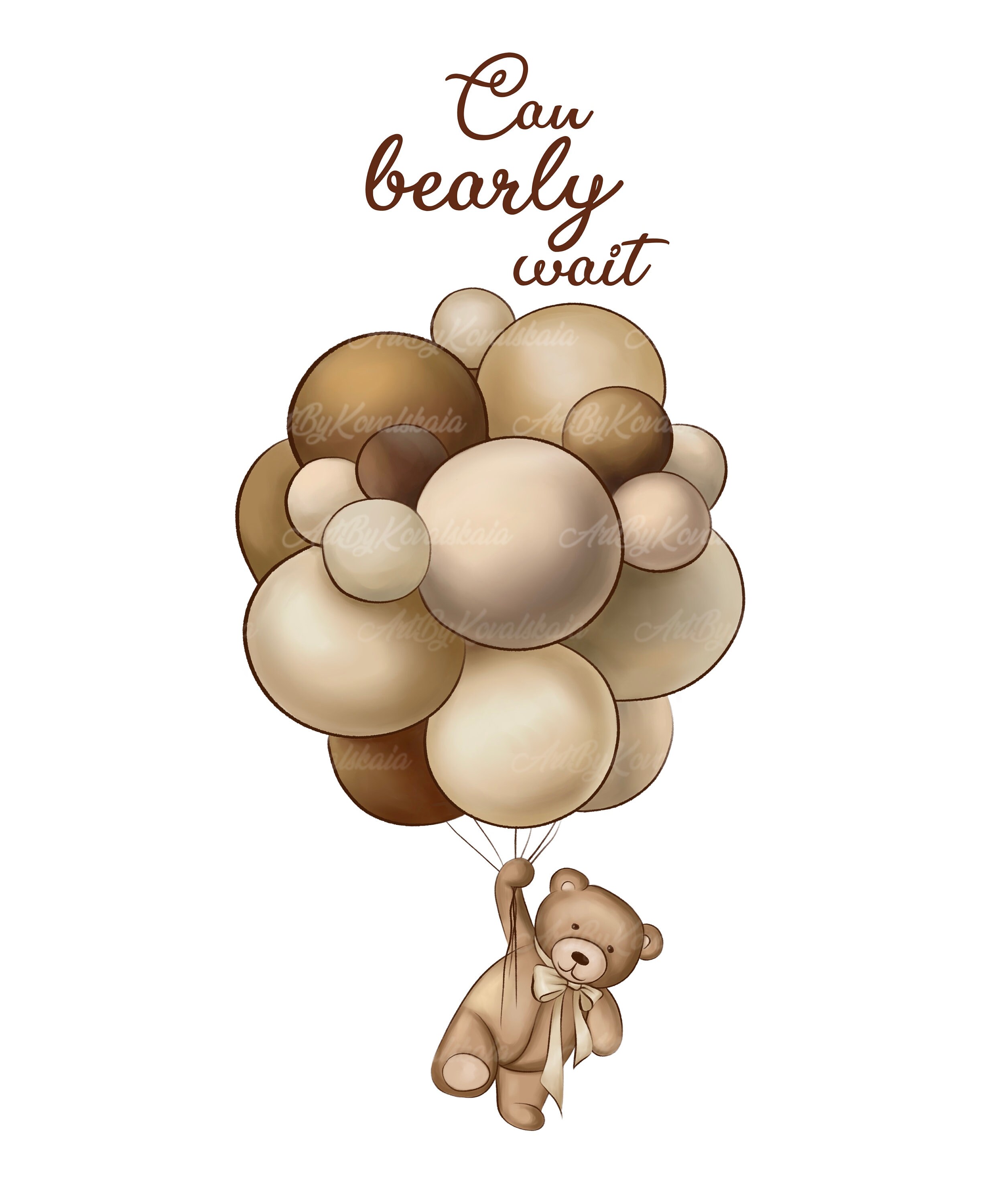 Teddy Bear Clipart Can Bearly Wait PNG Baby Shower Digital - Etsy UK