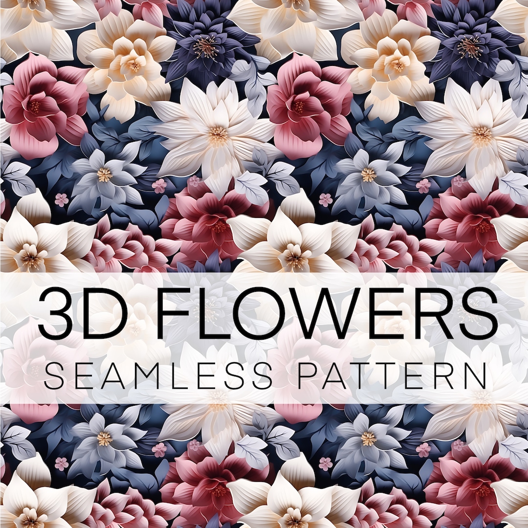 Seamless Pattern 3D, Floral Digital Paper, Instant Download - Etsy