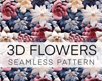 3D Floral Seamless Pattern Pack - 4 PNG Digital Paper - Seamless ...