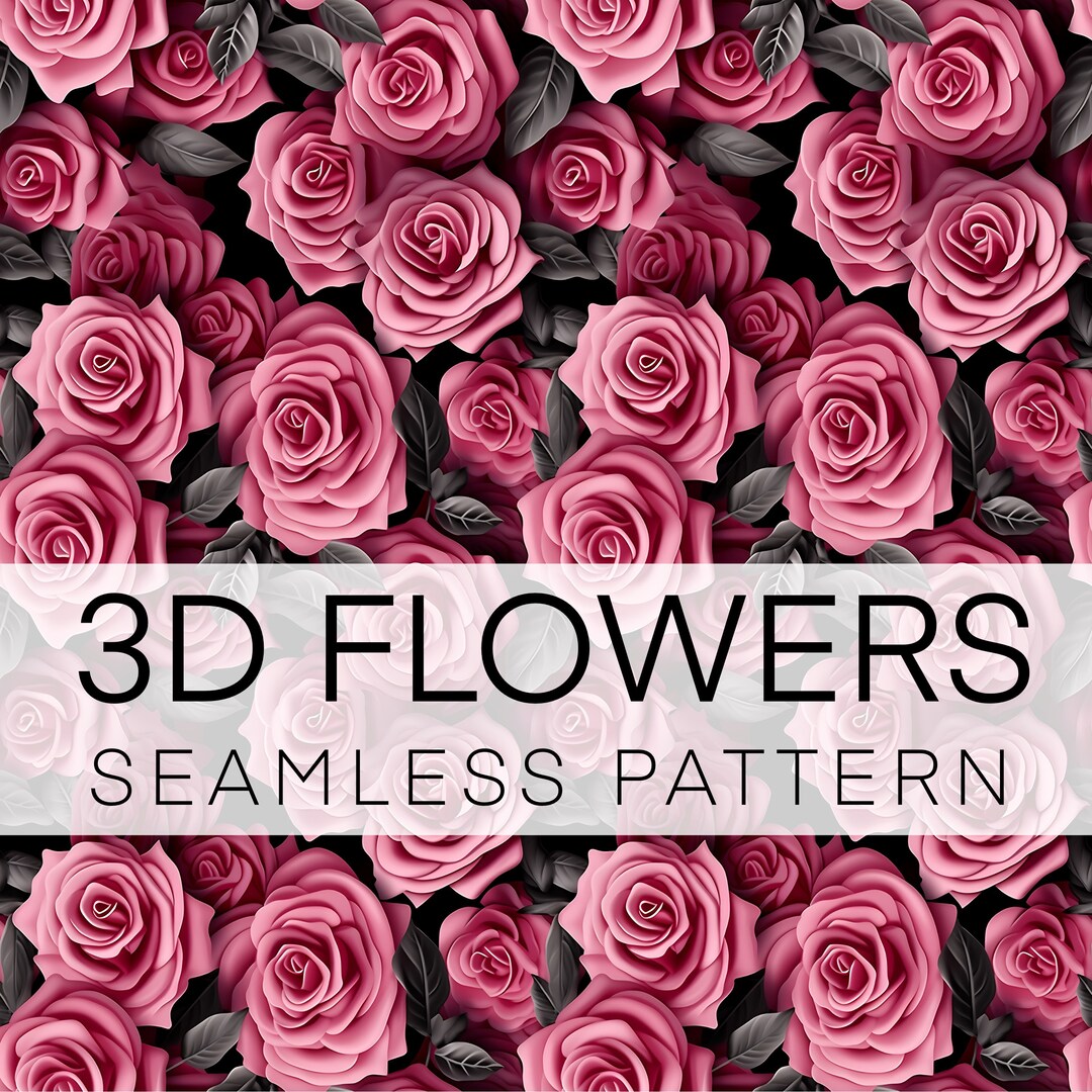 Seamless Pattern 3D, Floral Digital Paper, Roses, Instant Download - Etsy