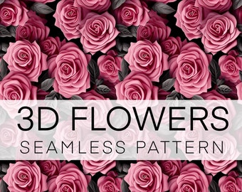 3D Black Bronze Floral Seamless Pattern: Printable Scrapbook Paper ...