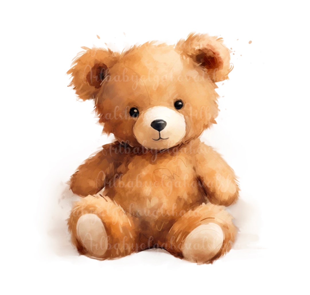 Watercolor Teddy Bear Clipart PNG, Baby Shower, DIGITAL DOWNLOAD - Etsy