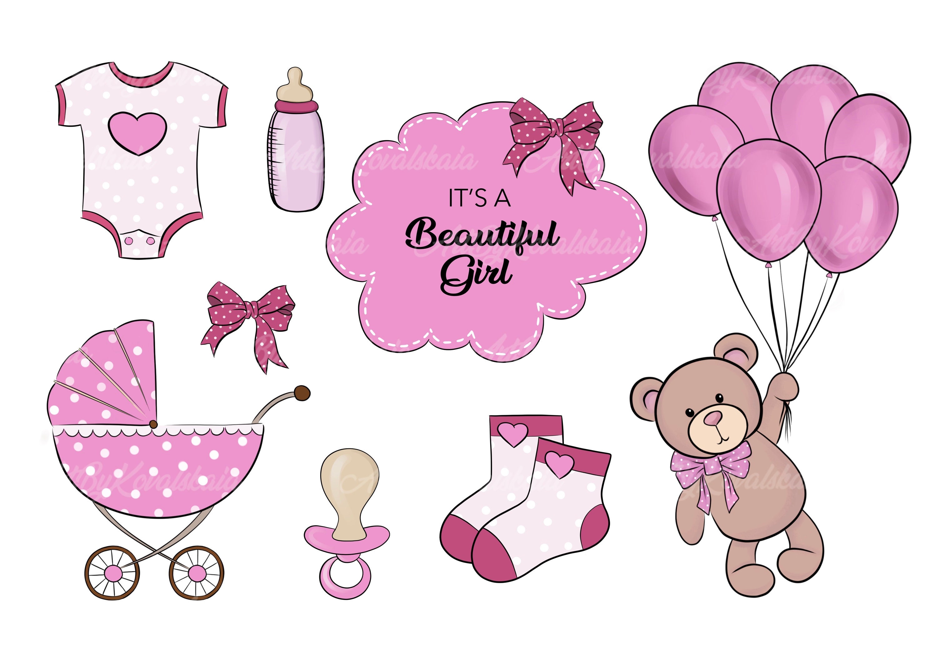 Baby Shower Clipart Baby Shower Girl PNG Digital Download - Etsy