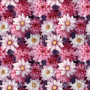 3 Seamless Pattern, Realistic 3D Flowers, Digital Paper Bundle, Instant ...