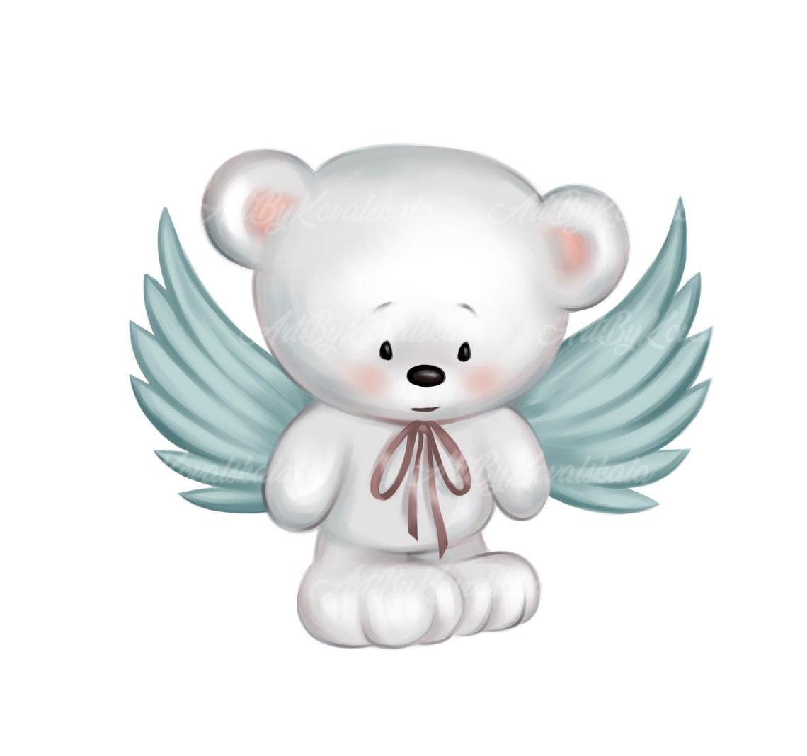 Bear Angel Wings Teddy Bear Clipart PNG Digital Download - Etsy