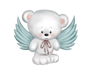 Holy Shining Colored Teddy Bear Angel Design Clipart Teddy Bear PNG ...