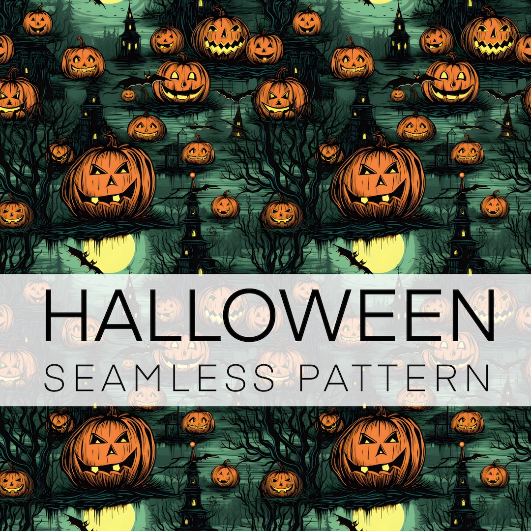 Halloween Seamless Pattern, Digital Paper, Pumpkins Digital Pattern ...