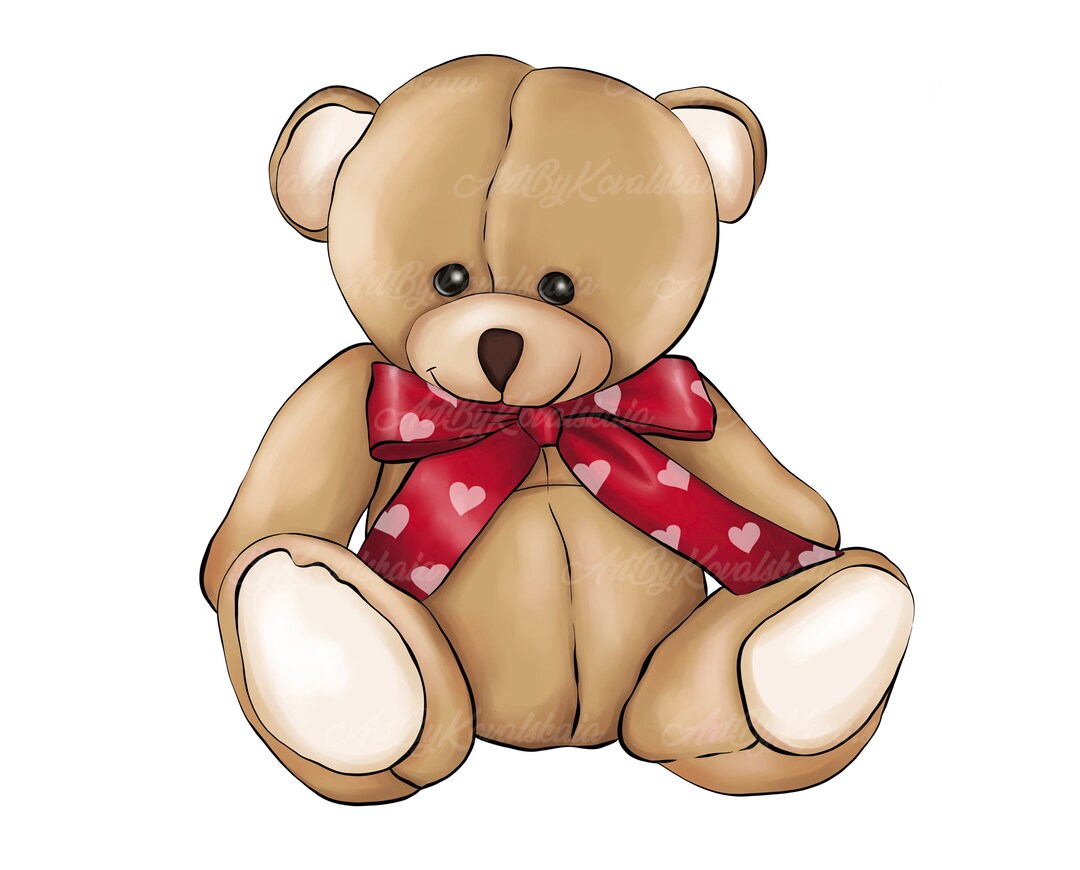 Teddy Bear Clipart, Valentines Day Bear PNG, Digital Download ...