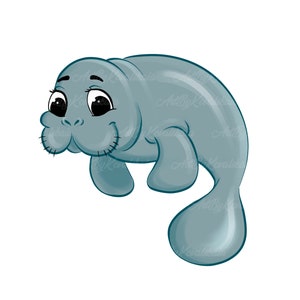Manatee Clipart, Cute Manatee Clip Art PNG, Digital Download - Etsy