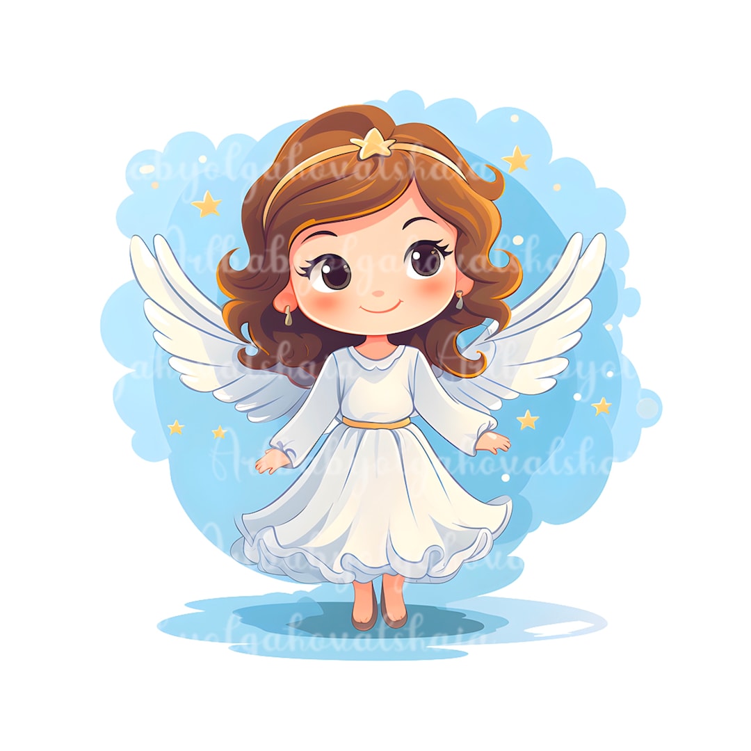 Watercolor Angel Girl Clipart, Child Angel PNG, Baby Shower, Digital ...