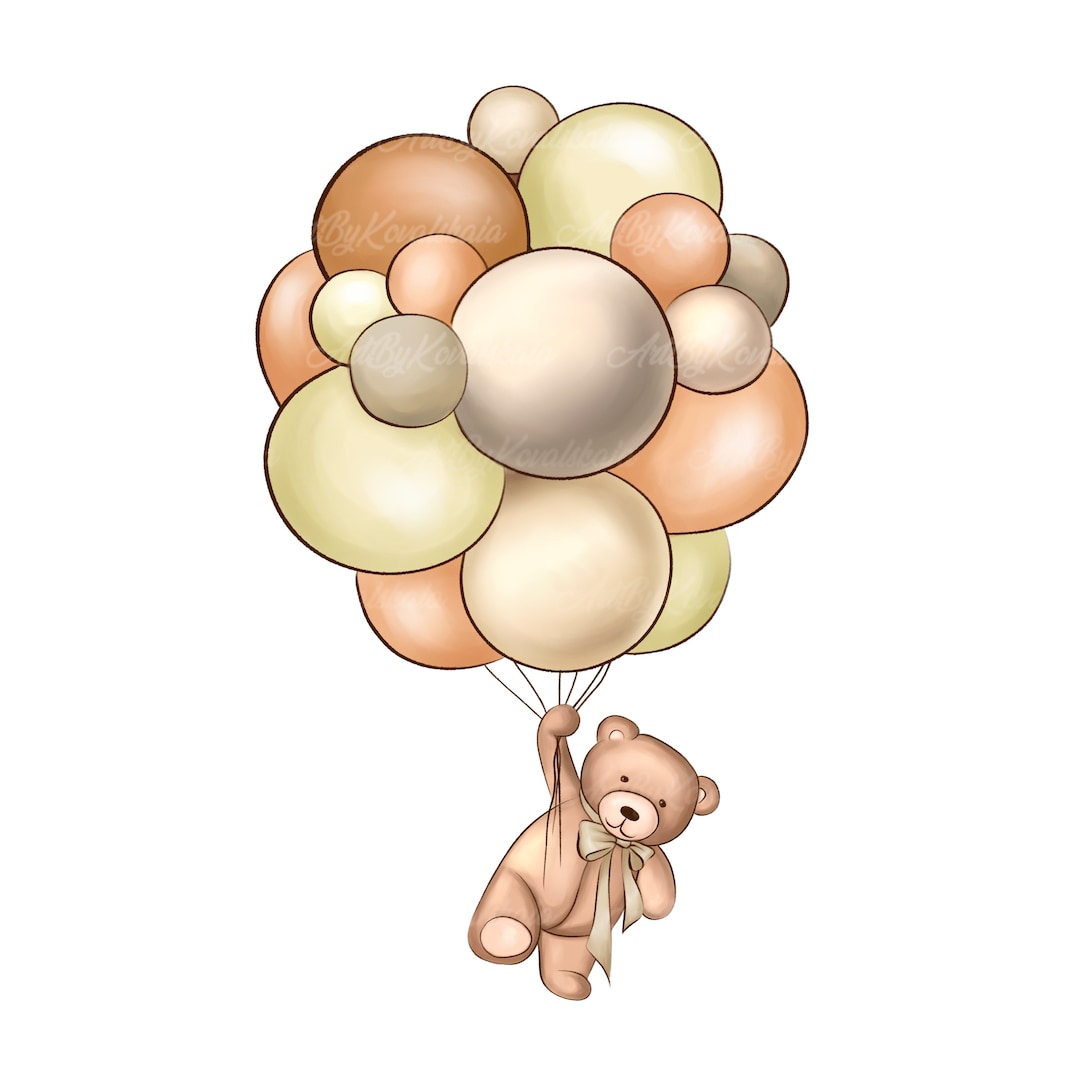 Teddy Bear With Balloons Clipart: Baby Shower PNG (digital Download) - Etsy