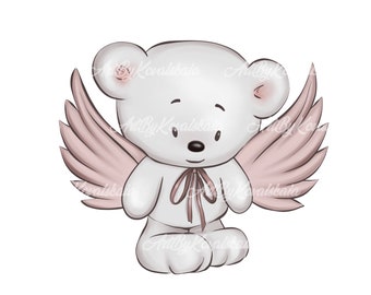 Holy Shining Colored Teddy Bear Angel Design Clipart Teddy Bear PNG ...