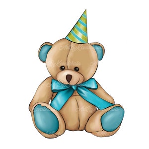 Teddy Bear Clipart, Bear PNG, Birthday Clip Art, Baby Shower, Digital ...