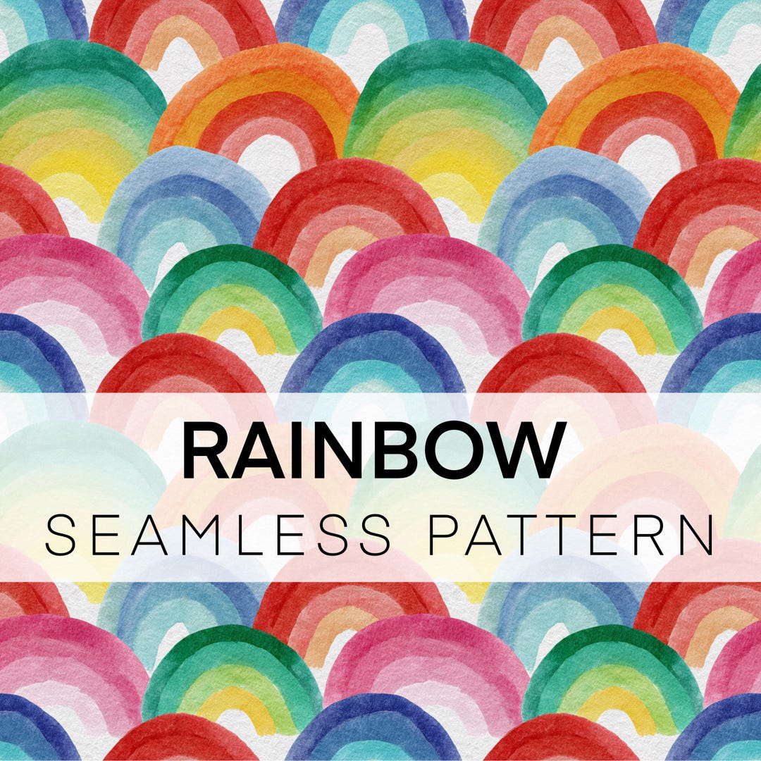 Rainbow Pattern: Watercolor Seamless Digital Paper (12x12 Inches ...