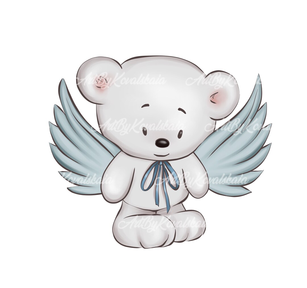 Bear Angel Wings, Teddy Bear Clipart, PNG, Digital Download - Etsy