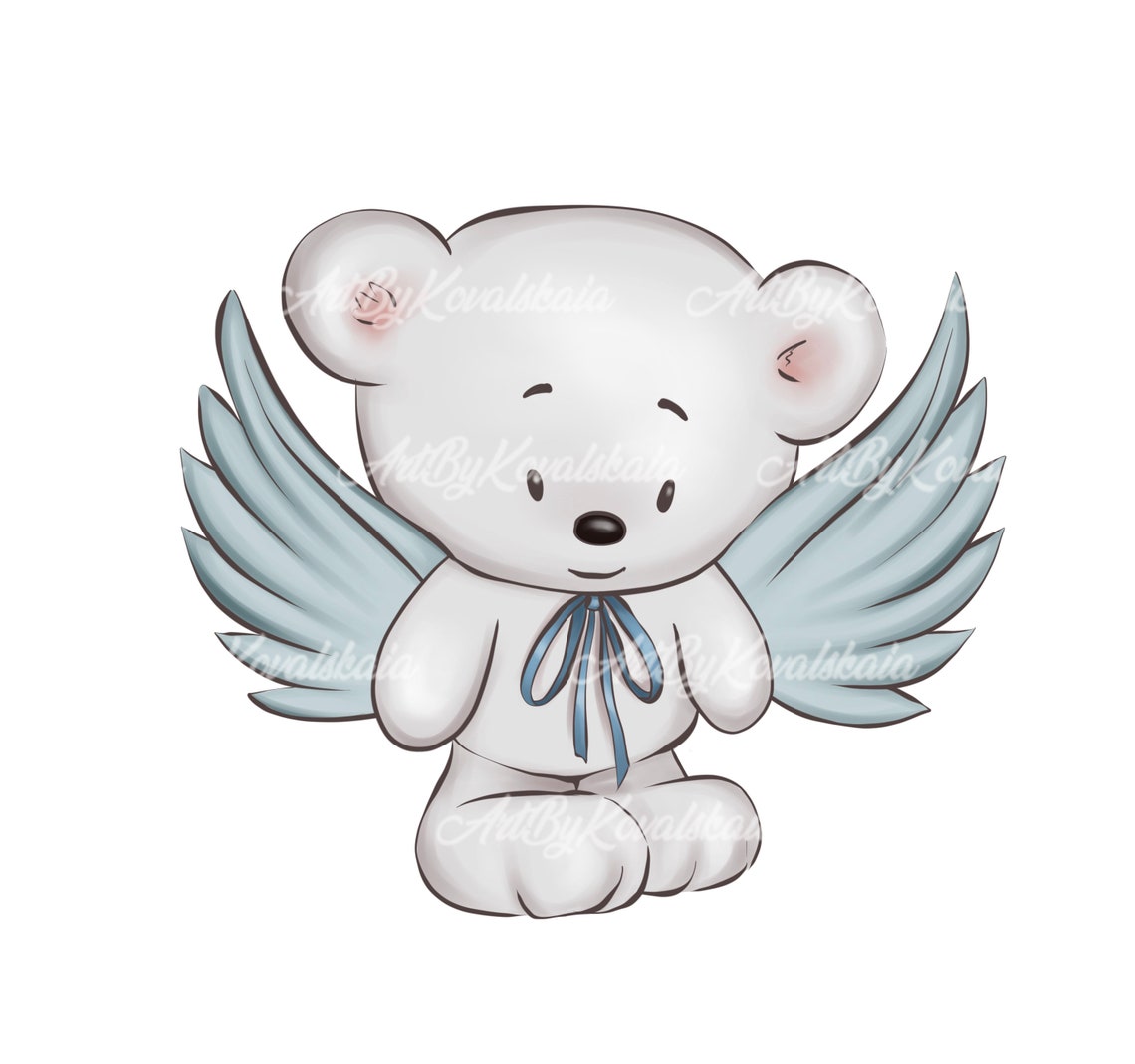 Bear Angel Wings Teddy Bear Clipart PNG Digital Download - Etsy