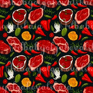 Meat Seamless Pattern, Steak, Food, Digital Paper, DIGITAL DOWNLOAD - Etsy