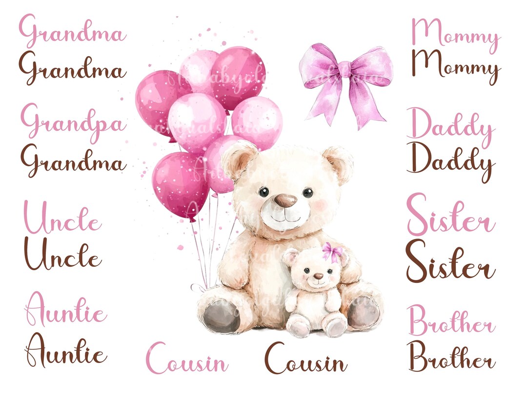 Baby Shower Girl Clipart: Teddy Bear Family (digital Download) - Etsy