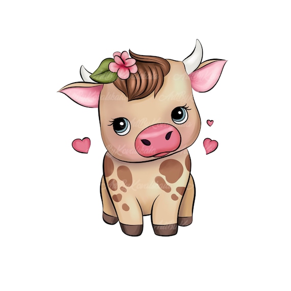 Cute Cow Clip Art Cute Blue Cow Mascot Character Kawaii Cartoon...
