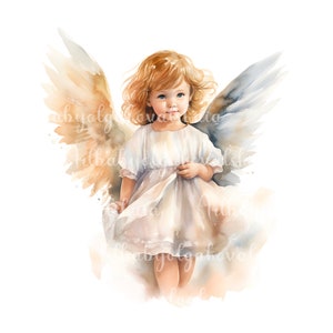 Watercolor Angel Clipart, Cute Child Angel PNG, Baby Shower Girl, Digital Download - Etsy